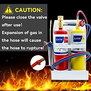 RTMMFG Oxygen MAPP Torch Kit Portable Cylinder Metal Stand, for Soldering, Brazing, Sparker, Protection glass, Extra nozzle(Gas Cylinders Not Included)