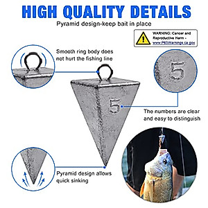 Pyramid Sinkers Fishing Weights, Bullet Fishing Weights Sinkers for Saltwater Surf Fishing Gear Tackle 8oz 6oz 5oz 4oz 3oz 2oz 1oz