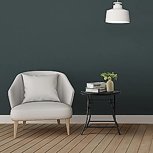 TeoKJ Folding Outdoor Side Tables, Anti Rust Small Patio Table Round Metal End Table with Flower Cutouts for Porch Yard Balcony Deck Lawn, Black