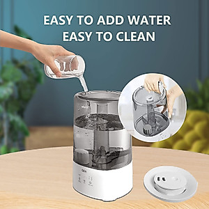 Humidifiers for Bedroom Large Room, QDH 3.5L Cool Mist Humidifier, 26dB Quiet Ultrasonic Air Humidifiers for Plant, Baby, Nursery, Office, & Indoor Plants - Lasts Up To 36 Hours