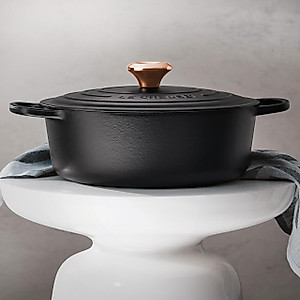 Le Creuset Signature 6.75-quart Round Wide Dutch Oven with Copper Knob (Licorice)