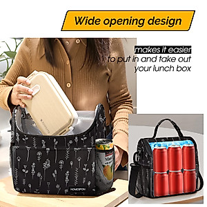 HOMESPON Lunch Bag for Women Large Insulated Lunch Box Reusable Cooler Tote with Front Pocket and Adjustable Shoulder Strap for Work Picnic or Travel
