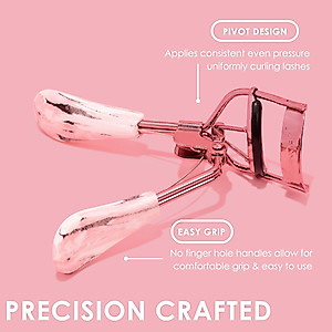 JAPONESQUE Comfort Grip Lash Curler for Natural & False Lashes, Round Shaped Eyes, Includes 1 Refill Pad, Holds Curl up to 8 Hours