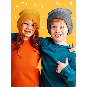 SATINIOR 4 Pieces Kids Satin Lined Beanies Winter Toddler Knit Ski Baby Beanie Hat Warm Skull Caps for 3 to 15 Child Baby Boys Girls