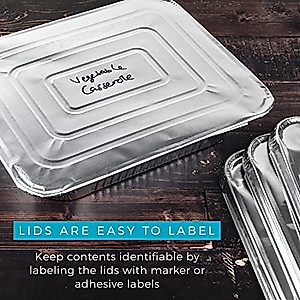 NYHI 9" x 13 ” Aluminum Foil Pans With Lids (10 Pack) | Durable Disposable Grill Drip Grease Tray | Half-Size Deep Steam Pan and Oven Buffet Trays | Food Containers for Catering, Baking, Roasting'