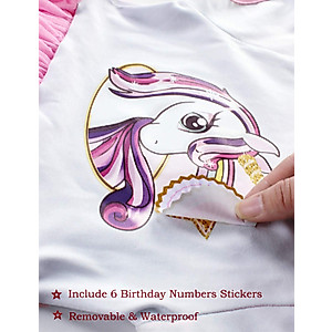 Unicorn Party Princess Birthday Pageant Rainbow 5t Little Girls Dresses,5TT50,4-5 Years(Size 120)