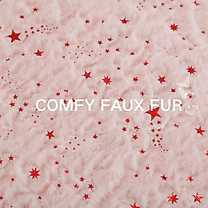 DAYALANE Butterfly Kids Desk Chair with Wheels, Faux Fur Study Chair for Girls, Adjustable Cute Kids Chair Swivel Upholstered Task Chair Rolling Desk Chair for Bedroom/Reading, Pink