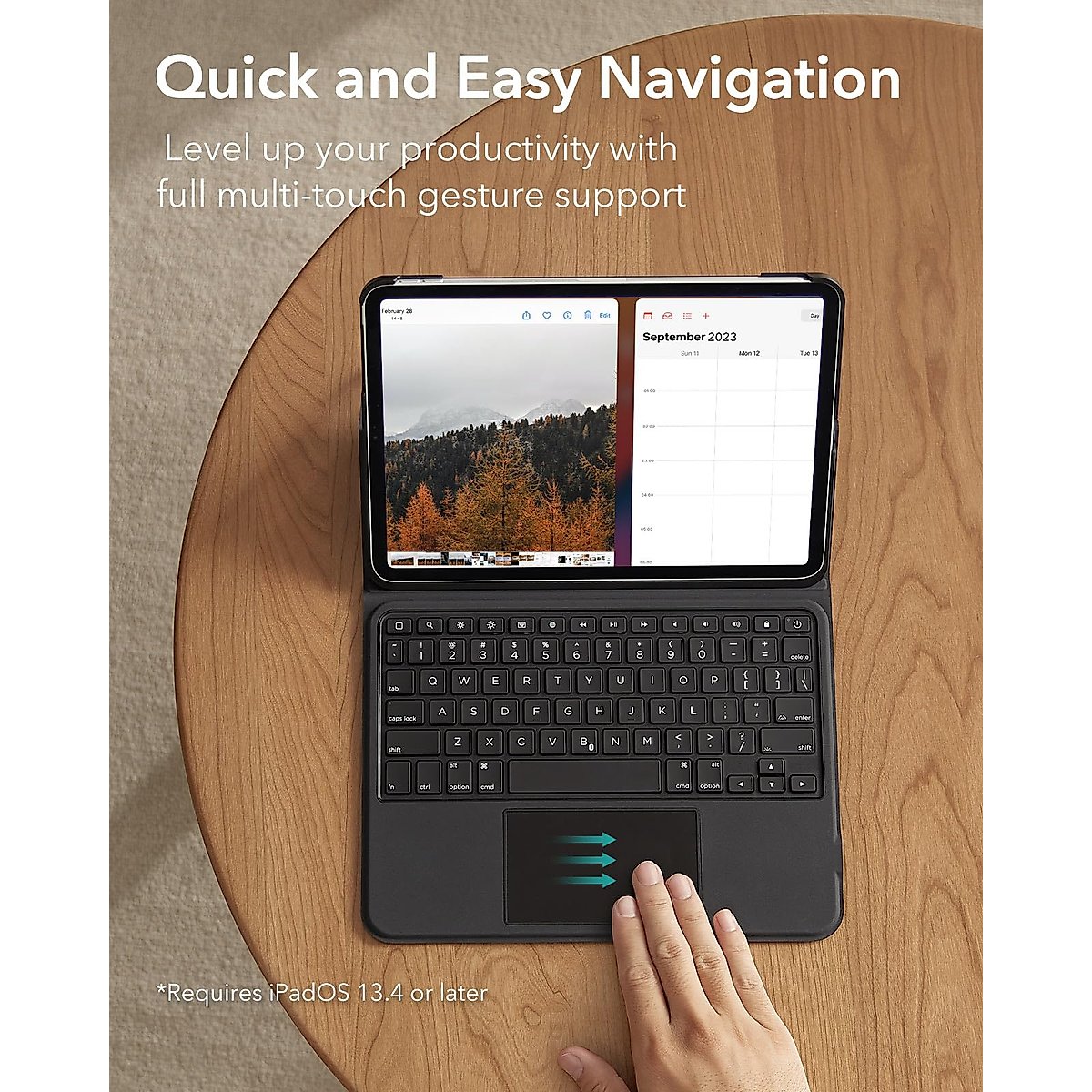 ESR Ascend Keyboard Case, iPad Case with Keyboard Compatible with iPad Pro 12.9 (2022/2021/2020/2018), Magnetic Detachable Case, Fully Adjustable Portrait/Landscape Stand, Black