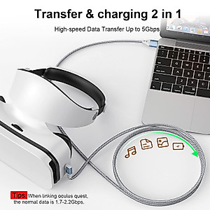 Uiwhsow Link Cable 13ft/4m, USB3.0 A to USB Type C Cable 90 Degree 5Gbps Fast Data Transfer USB C Charging Cable