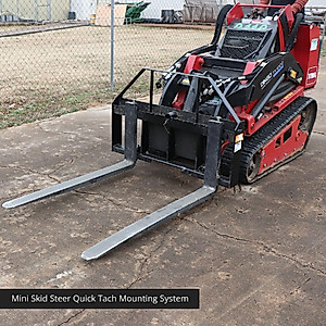 Titan Attachments Mini Skid Steer Pallet Fork Attachment, 48" Fork Blades, Rate 4,000 LB, Quick Tach Mounting