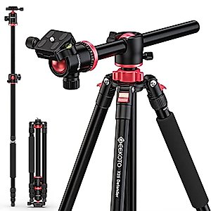 GEEKOTO Camera Tripod, Tripod for DSLR Camera, Aluminum Tripod with 360-Degree Ball Head and Rotatable Center Column, Bag,Video Camcorder Tripod,75-Inch Professional Tripod for Travel and Work.