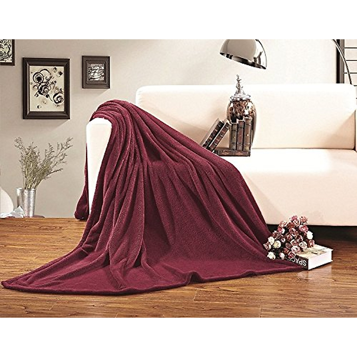 Elegant Comfort Ultra Super Soft Fleece Plush Luxury Blanket King/Cal King Burgundy