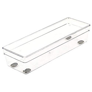 Glad Clear Plastic Organizer Bin – 9.5” x 3” x 2.2” Drawer Storage Tray with Non-Slip Feet