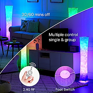 chiphy Floor Lamp, 52"(S) Standing Lamp, RGB Color Changing LED Bulbs, Adjustable Brightness Color Temperature, Purple Grandient Fabric Lampshade, for Living Room, Bedroom, Kids Room