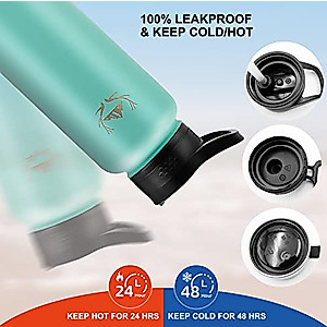 NATURE PIONEOR Insulated Water Bottles with Straw - 24/32/40 oz Stainless Steel Vacuum Water Bottle with Holder/Carrier/Sleeve - Reusable 18/8 Food Grade Thermos Water Jug