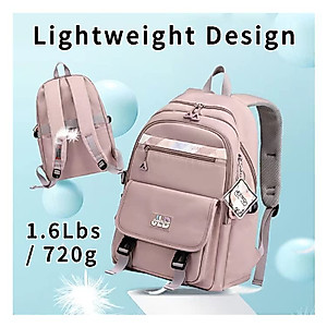 AONUOWE Aesthetic Cute Back to School Backpack for Girls and Boys Large Capacity School Bag in 6 Colors (Pink)