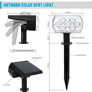 SOARCHICK Solar Outdoor Lights, IP65 Waterproof Outdoor Solar Spot Lights for Garden Yard Pathway Garage Porch 60 LED 3 Lighting Mode Auto On/Off Solar Powered Landscape SpotLight Wall Lights (1 Pack)