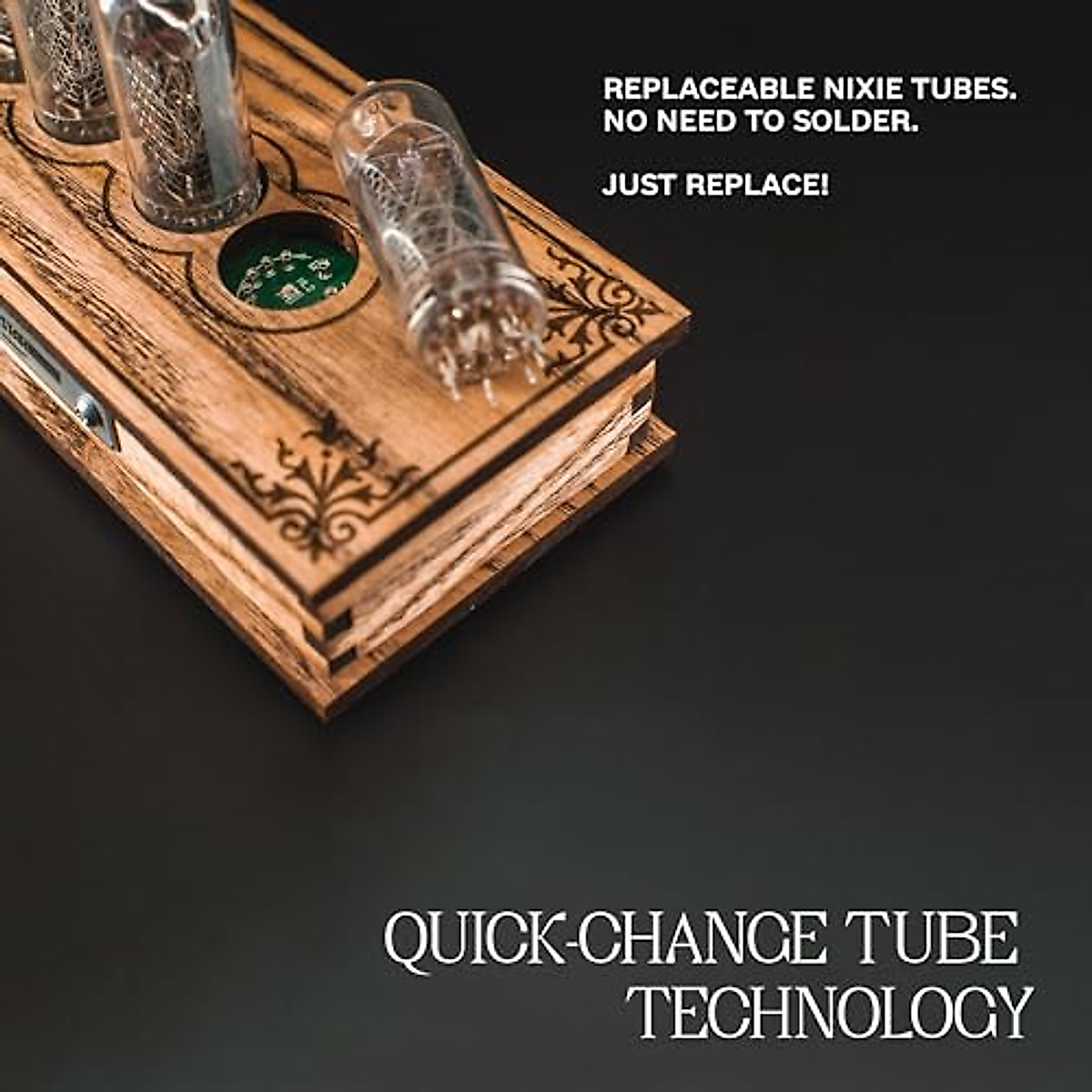 Authentic Nixie Tube Clock Bundle with Spare IN-14 Nixie Tube, Motion Temperature Humidity Sensors, Dual RGB LED Backlight, Alarm Clock, Visual Effects, Replaceable Nixie Tubes, Made in Ukraine