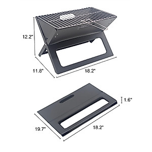 Charcoal Grills, Portable Metal Barbecue Grill, Small BBQ Grill for Adult, Folding Tabletop Grill for Outdoor Cooking Camping Beach Traveling Picnic Backyard, Black