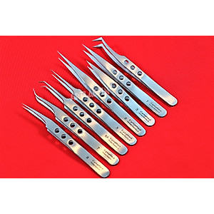 Premium Eyelash Extensions Tweezers 11 PCS,Stainless Steel Lash Tweezers Precision Tweezers for Eyelash Extensions Tweezers Application Tools Craft Tweezers,Jewelry Tweezers, Ingrown Tweezers