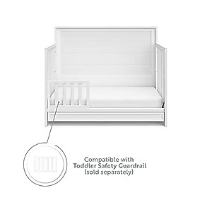 STORKCRAFT Luna 5-in-1 Convertible Crib with Drawer (White) – GREENGUARD Gold Certified, Crib with Drawer Combo, Full-Size Nursery Storage Drawer, Converts to Toddler Bed, Daybed and Full-Size Bed