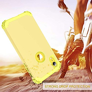 BENTOBEN iPhone XR Case, iPhone XR Phone Case, 3 in 1 Heavy Duty Rugged Hybrid Solid Hard PC Cover Soft Silicone Bumper Impact Resistant Shockproof Protective Case for Apple iPhone XR, Yellow Lemon