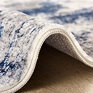 Area Rug Living Room Rugs: 5x7 Large Soft Indoor Carpet Modern Abstract Decor Rug with Non Slip Rubber Backing for Under Dining Table Nursery Home Office Bedroom Blue