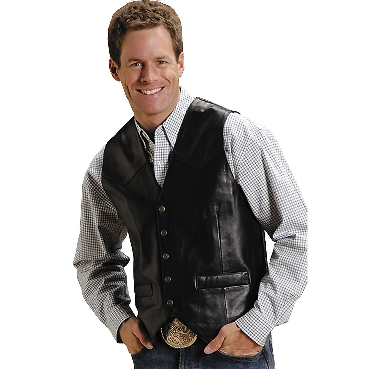 ROPER Men's Lamb Leather Vest Black X-Large US