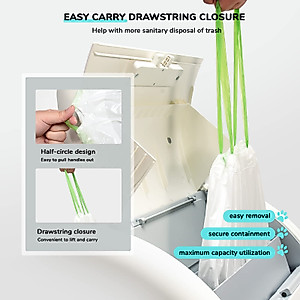 Bilibara 65 Count Drawstring Litter Box Liner Bags for Auto Self-Cleaning Litter Box, Extra Thick Leak Proof Cat Litter Replacement Waste Bags, Unscented, 18.1"W x 15.7"H, 3.5 Gal