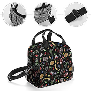 CHSSONG Insulated Lunch Bag Stranger ST Dinner Bag Lunch Box Leakproof Cooler Portable Handbag Reusable Thermal Tote Bag For School Office Picnic, ST-Black, 25.5x22.5x16.5cm(10x8.9x6.5inch)