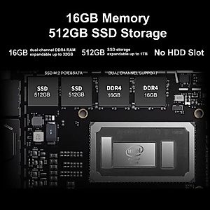 Intel NUC 11, NUC11ATKC4 Mini PC 16GB DDR4 RAM & 512GB SSD Versatile Computers with Intel Celeron N5105 Processor, Support HDMI Dual 4K UHD/Bluetooth v5.2/Windows 11 Pro preinstalled
