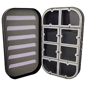 Eupheng Aluminum Fly Fishing Box Slit Foam Compartments Easy Grip Flies Jigs Lures Box(L-Black-8W)