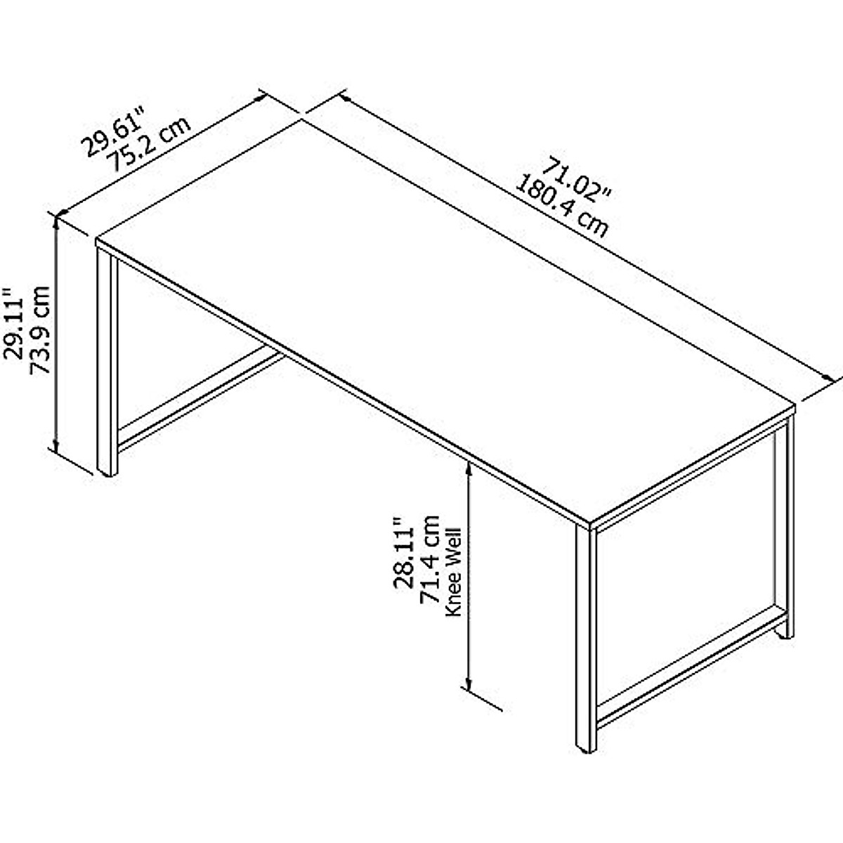 Bush Business Furniture 400 Series Table Desk, 72W x 30D, Platinum Gray