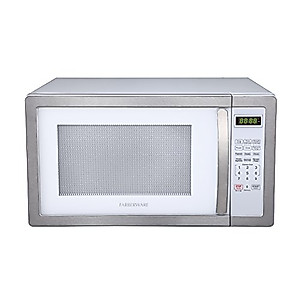Farberware Countertop Microwave 1000 Watts, 1.1 cu ft - Microwave Oven With LED Lighting and Child Lock - Perfect for Apartments and Dorms - Easy Clean White, Platinum