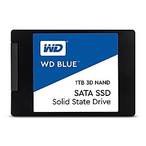 Western Digital 1TB WD Blue 3D NAND Internal PC SSD - SATA III 6 Gb/s, 2.5"/7mm, Up to 560 MB/s - WDS100T2B0A