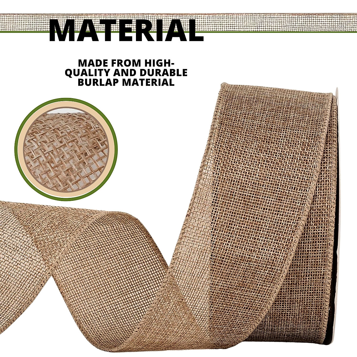 Natural Burlap Ribbon for Crafting — 3 Inch x 10 Yards Burlap Wired Ribbon for Christmas Home Decor Gift Wrapping DIY Crafts Wedding Bow Making Wreath