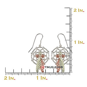 Dream Catcher Feather Earrings, Sterling Silver, 12k Green Gold, 12k Rose Black Hills Gold