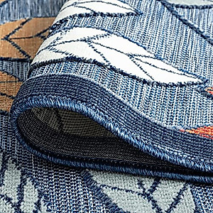 Water Resistant Modern 8x10 Indoor Outdoor Patio Rug | Floral Outdoor Rugs for Patios, Deck, Porch, Entryway | Outside Area Rug | 7'7'' x 10'3''