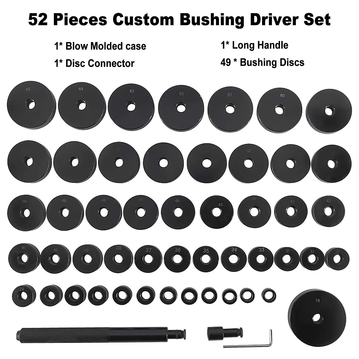 BTSHUB 52-in-1 Custom Bushing Driver Set Transmission Wheel Axle Bearing Race and Seal Installer Remover Tool Kit