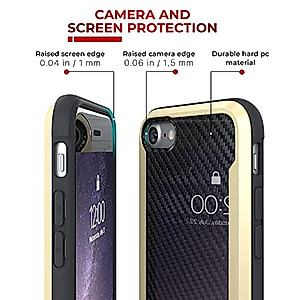 Nicexx Designed for iPhone 7 Case/Designed for iPhone 8 Case/Designed for iPhone SE 2020 Case with Carbon Fiber Pattern, 12ft. Drop Tested, Wireless Charging Compatible - Gold
