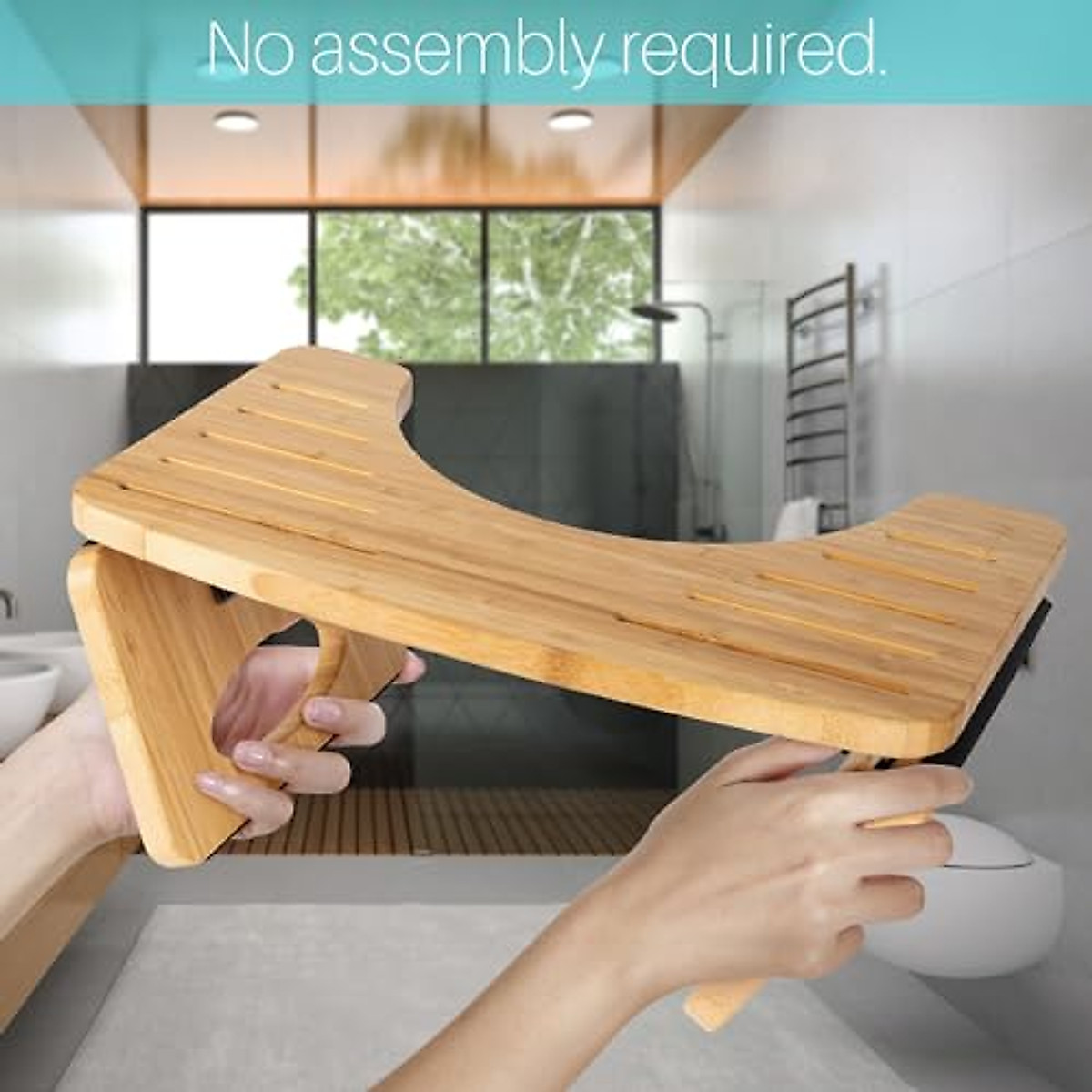 The Stool Tool Poop Stool for Bathroom Adults – 7 Inc Bamboo Toilet Stool Promotes Pelvic Floor Relaxation - Folding Toilet Stool, Waterproof and Non Slip - Toilet Step Stool for Natural Squatting