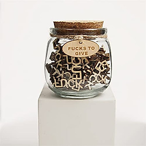 Jar of Fucks Gift Jar Fucks to Give Fuck Wooden Cutout Letter Piece Bad Mood Vent Spoof Birthday Day,Holiday.Encouragement Gift
