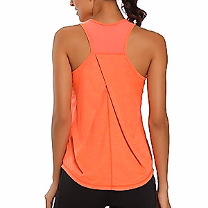 Aeuui Womens Workout Tops for Women Racerback Tank Tops Mesh Yoga Shirts Athletic Running Tank Tops Sleeveless Gym Clothes Orange