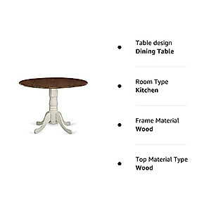 East West Furniture Wooden DMT-WLW-TP Modern Dining Table with Walnut Round Tabletop and 42 x 30-Linen White Finish