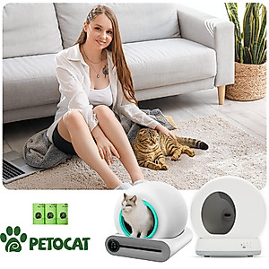 90 Count Biodegradable Cat Litter Bags Compatible with Meo* Self-Cleaning Litter Box, Pet Automatic Waste Drawer Liners, Drawstring Kitty Compostable Poop Replacement Bags (18.1" x 15")