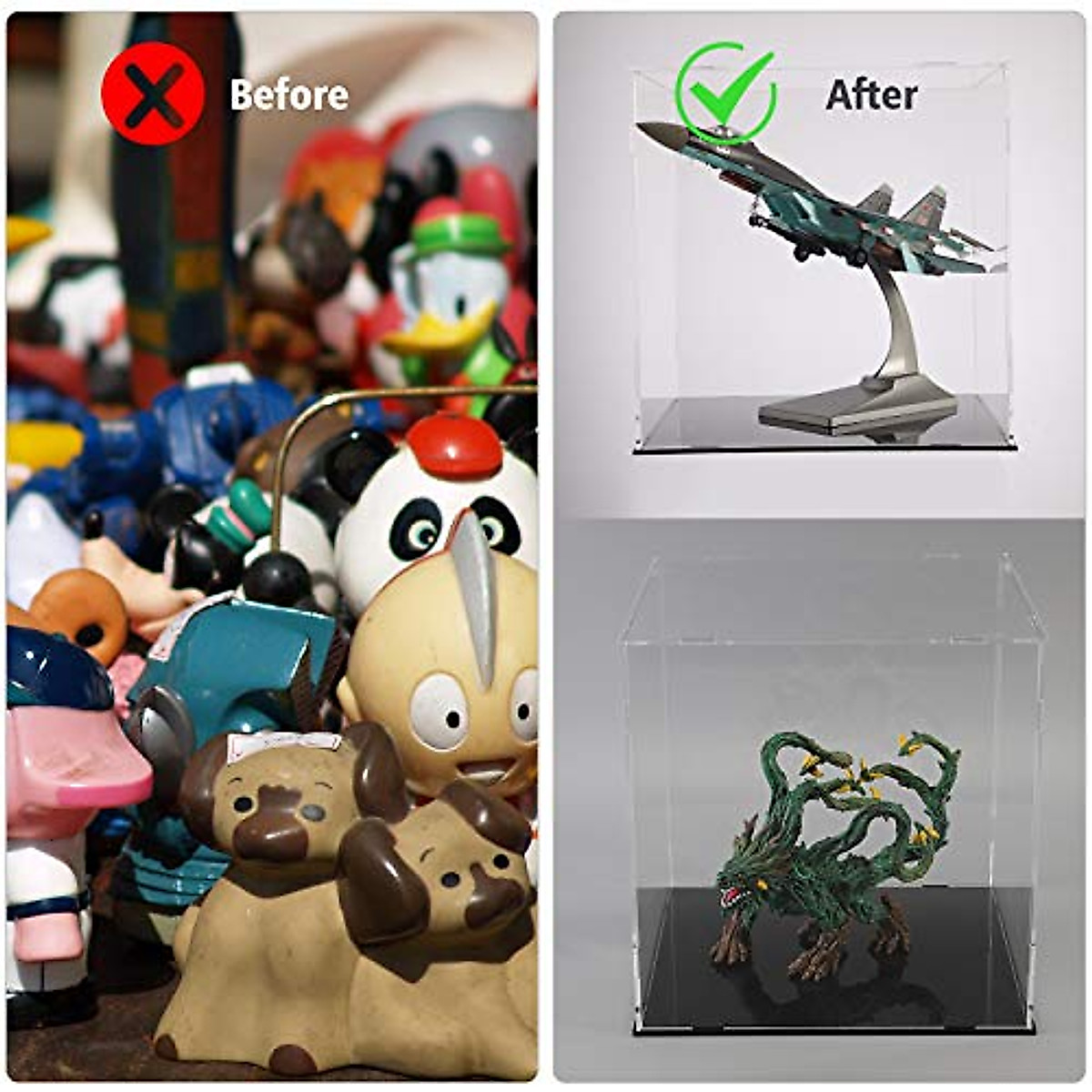 A+ DESIGN Clear Acrylic Display Case Assemble Collectibles Box Alternative Glass Case for Display Action Figures Home Storage & Organizing Toys (10x10x10 inch; 25x25x25 cm)