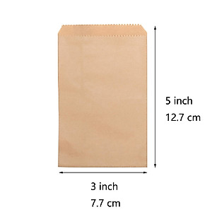 100-pack 3x5 Inches Natural Kraft Paper Bags for Bakery Cookies Treats Snacks Sandwiches Popcorn Small Gift bag