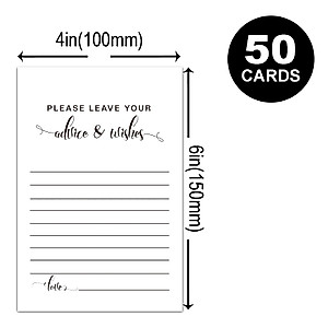 AMAHEJMO 50 Advice and Wishes cards -Wedding Advice Cards, cards for the Bride, Retirement or Graduation Party, Baby or Bridal Shower Games, Birthday Party, Engagement,4x6