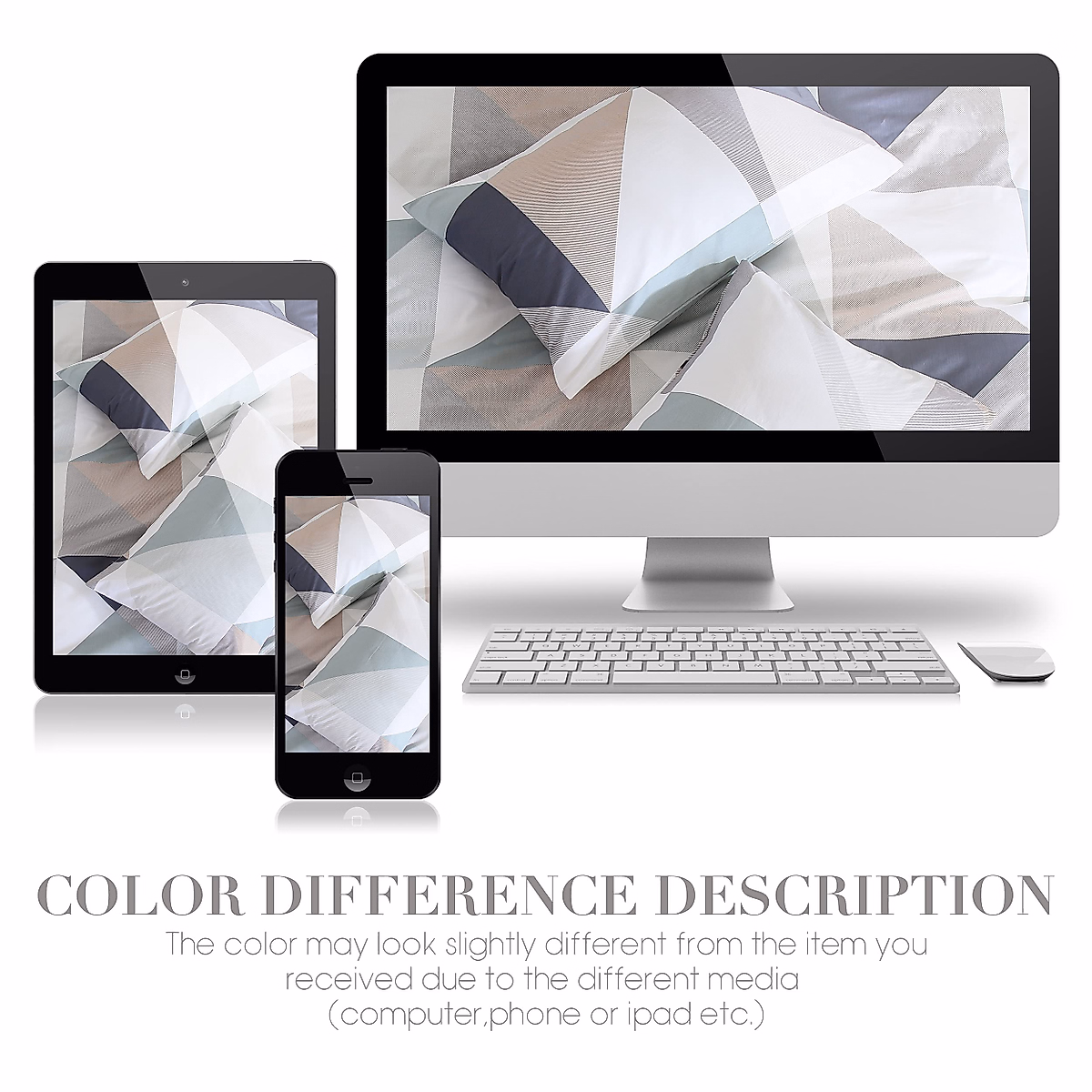 Alanzimo Cotton Duvet Cover Set King Size, 100% Natural Cotton Geometric Print Duvet Cover Soft Breathable 3 Piece Bedding Set for All Seasons(1 King Comforter Cover + 2 Pillowcases)