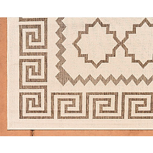 Unique Loom Outdoor Trellis Collection Area Rug - Stars (6' 1" x 9' Rectangle, Beige/ Brown)
